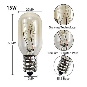Lxcom Lighting T20 Incandescent Bulbs Salt Rock Lamp Bulb 15W Microwave Oven Light Bulbs 110V Stoven Bulbs E12 Base Appliance Lamp Warm White Kitchen Aid Oven Light Bulb, 8 Pack