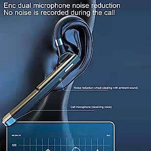 YYK-520 Noise Reduction Bluetooth-Compatible 5.0 Earphone,HiFi Business Headset with Battery Display,Premium Fidelity Sound Quality Bluetooth Headphones-Black