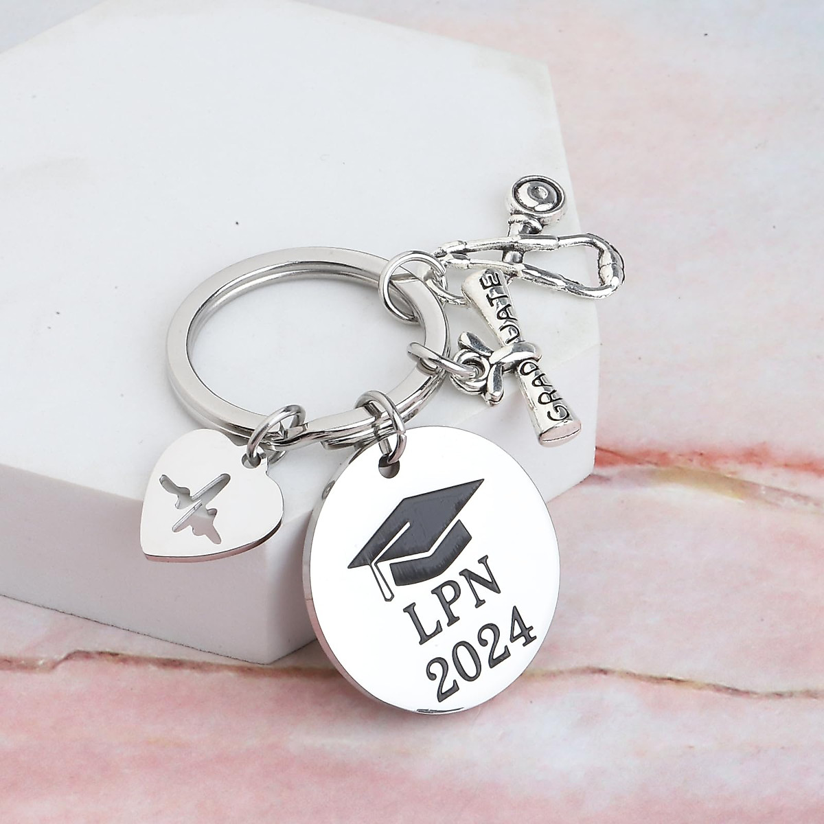 LQRI LPN 2024 Keychain LPN Keychain Caduceus Women Jewelry Licensed Physicians Nurse Graduation Gifts LPN Gifts(LPN)