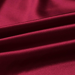 100% Pure Silk Fabric Wine Red Charmeuse Fabrics by The Pre-Cut 1 Yard for Sewing Apparel Width 44 inch