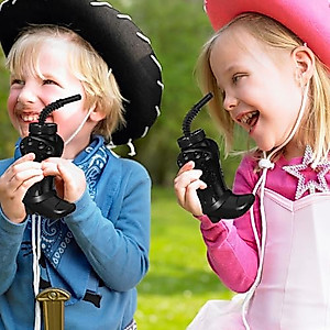 Hoolerry 12 Pcs 10 oz Plastic Cowboy Boot Cups with Straws and Lids Plastic Cowboy Cups for Western Themed Party Supplies and Rodeo Party Decorations (Black)