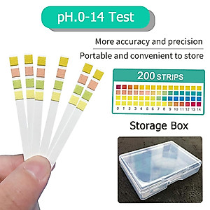 pH Test Strips for Women Body Urine Drinking Water Pool Hot Tub Spa, 200 Strips pH.0-14 Alkaline Acid Level pH Testing Tester for Humans Saliva Pet Food Diet Soil pH Monitoring with Storage Case