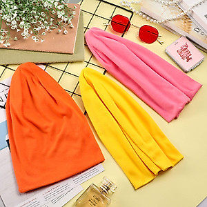 Syhood 18 Pieces Thin Knit Slouchy Cap Hip-Hop Sleep Cap Stretchy Baggy Beanie Hat Dwarf Hat for Women Men, 18 Colors (Plain Style)