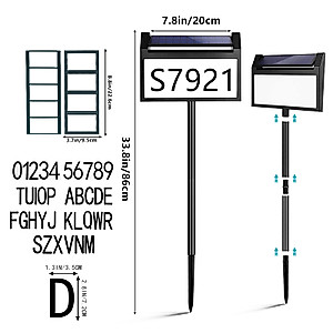 Address Sign, LIANYIPASS Solar House Numbers for Outside Modern Plaque Waterproof House Number Sign Lighted Up for Yard Driveway Street with Stakes