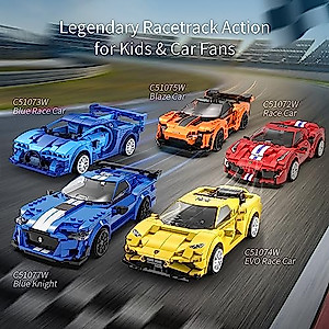 CADA Remote Control Car Blue Knight, 325 Pcs RC Cars Building Toys, Model Car Kits Building Blocks, STEM Toys for Boys with Programmable APP, Birthday Gifts for Kids 6 7 8 9 10+ Years Old