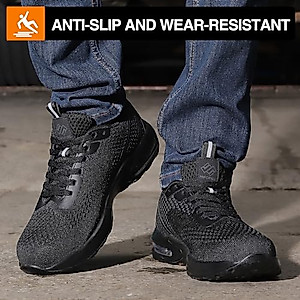 NIFOFISE Steel Toe Shoes for Women Safety Work Shoes Composite Toe Sneakers Slip Resistant Blk 39