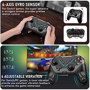 Diswoe Wireless Controller for Switch/Lite/OLED, Controller with a Mouse Touch Feeling on Back Buttons, Pro Controller with Wake-up,Programmable, Turbo Function