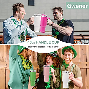 40 oz Tumbler With Handle and Straw Lid, Stainless Steel Insulated Tumblers Travel Mug, for Hot and Cold Beverages Thermos Travel Coffee Mug for Both Men and Women (White)