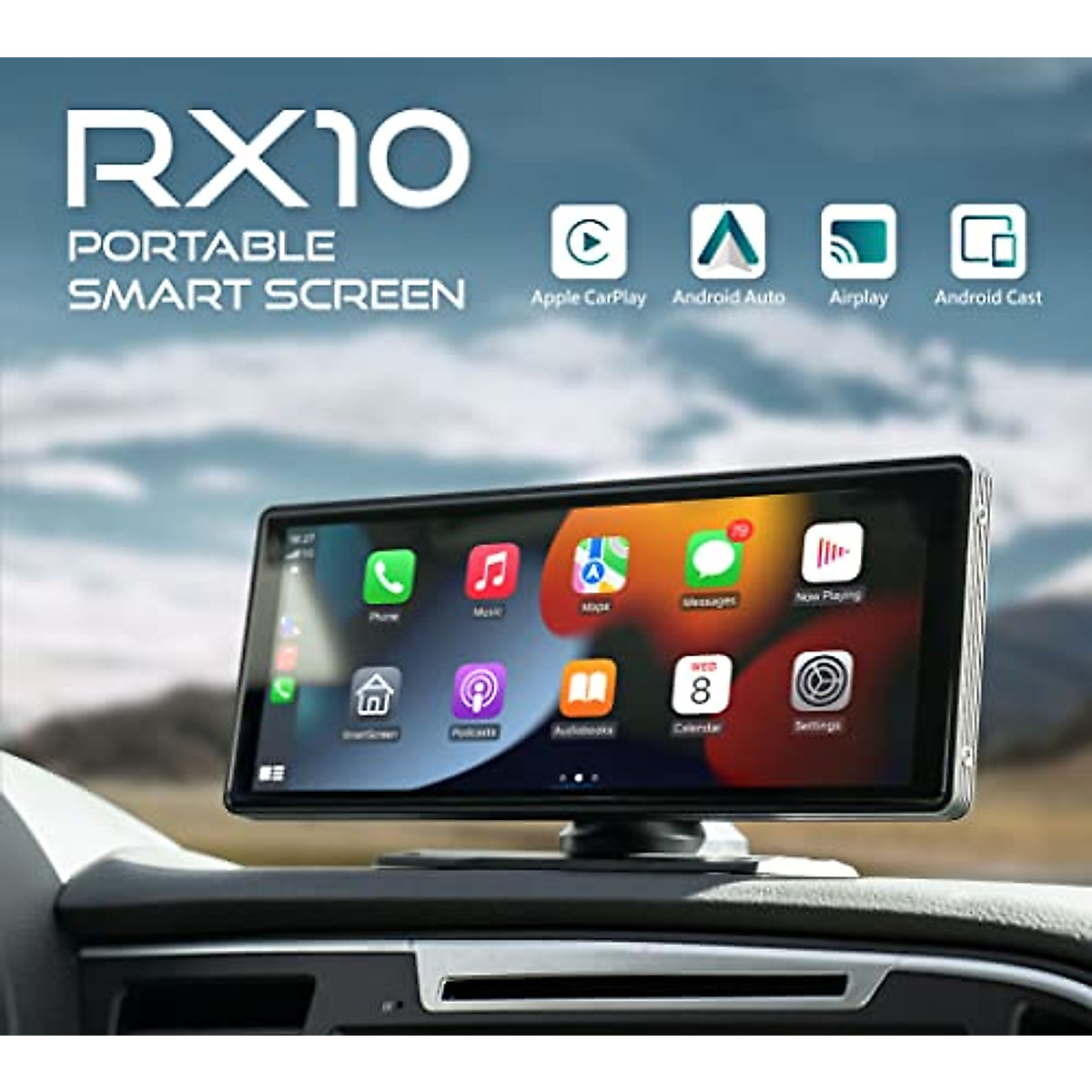 Coral RX10 Newest 10.26-inch Wireless Carplay/AirPlay & Android Auto/Cast Navigation Infotainment Car Stereo, Supporting Bluetooth, AUX, FM Transmitter & All Cars Trucks (RX10)