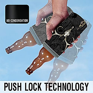 SANDJEST Hunting Tumbler Deer Skull Camouflage 4 in 1 16oz Tumbler Can Cooler Coozie Skinny Stainless Steel Tumbler Gift for Men Dad Best Friends Hunting Skull Lovers Christmas Birthday Fathers Day