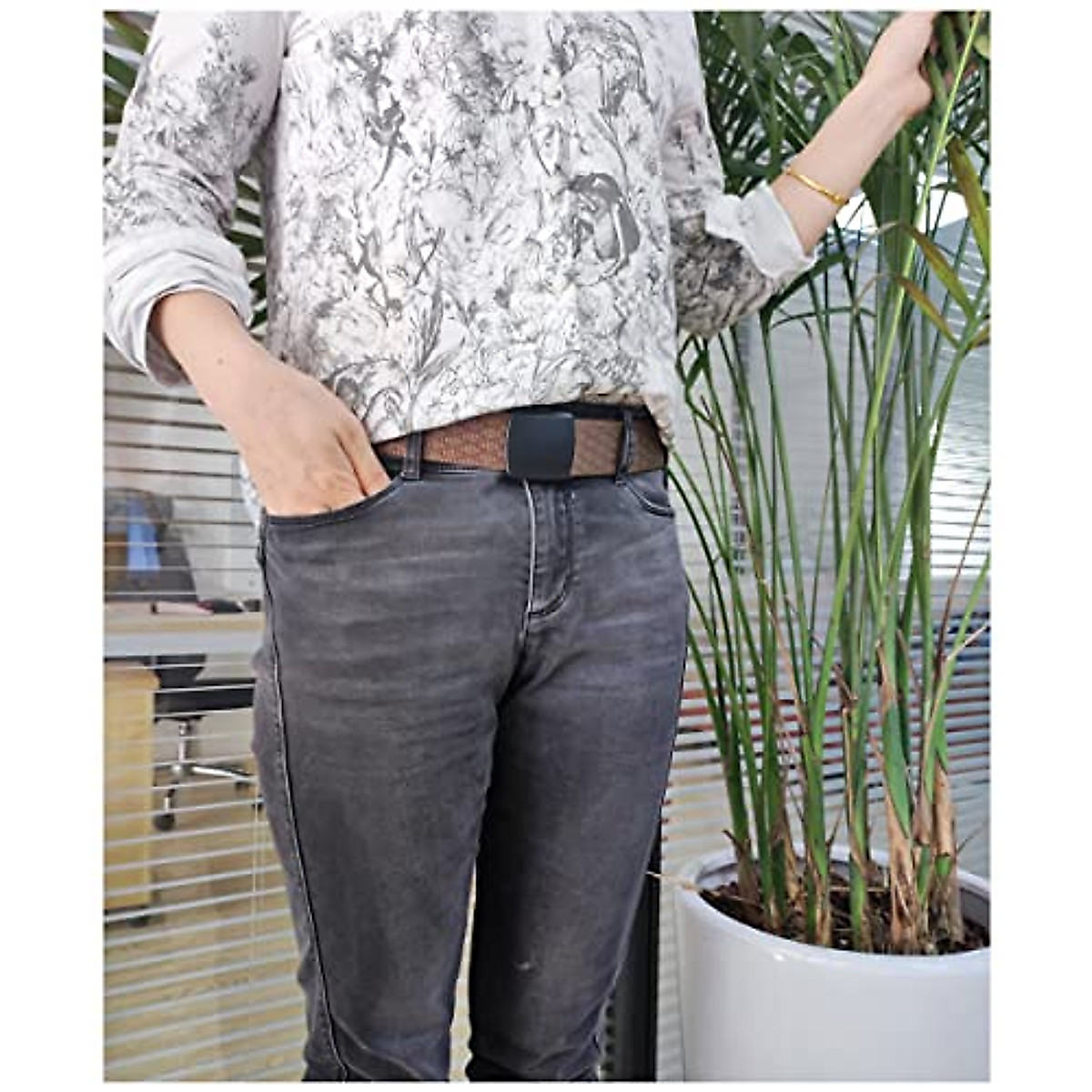 HOANAN Mens Nylon Belt Tactical 2 Pack 28-72 Waist Casual Work No Metal Web Belt (Pant size up to 36", 2pack-black coffee)