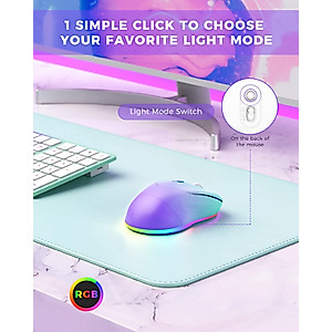 Wireless Mouse, Jiggler Mouse for Laptop - LED Mouse Rechargeable Computer Mice Mouse Mover Undetectable Random Movement with On/Off Button Keeps Computer Awake - Gradient Purple