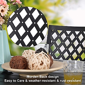 MFSTUDIO 3-Piece Patio Bistro Sets Outdoor Matel Furniture Set with 1 x Table and 2 x Chair for Garden Backyard,Black