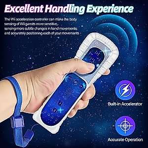 Yosikr Wii Controller 2 Pack, Wii Remote Controller with Silicone Case and Wrist Strap Compatible for Wii/Wii U Console - Starrysky and Graffiti
