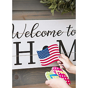 Welcome to our Home Interchangeable Wood Sign | 10 pieces for all Holidays and Seaons | Rustic Farmhouse Wall Art Decor | 28 Inches x 11 Inches