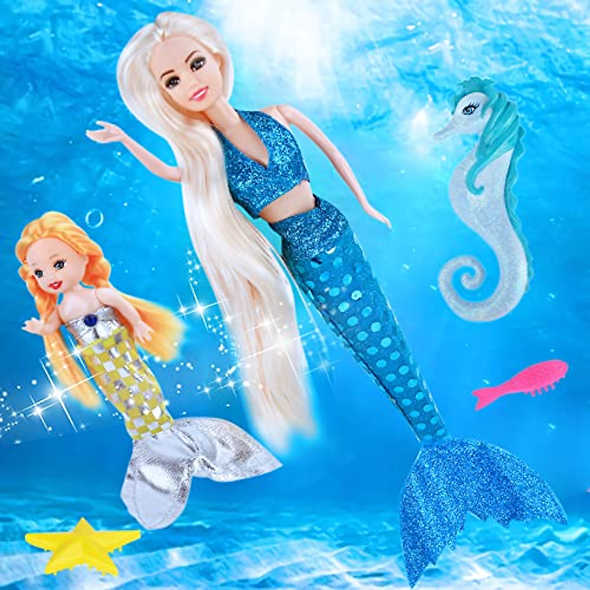 BETTINA Mermaids Princess Doll with Little Mermaid Doll & Seahorse Play Set | Mermaid Gifts for Girls|Mermaid Toys for 3 to 7 Year Olds