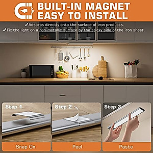 Under Cabinet Lights, Closet Lights, Wireless LED Motion Sensor Light Indoor, 2000mAh Rechargeable Magnetic Strip Lights, Under Counter Lights for Kitchen, 2 Mode Battery Operated Wall Lights, 2 Pack