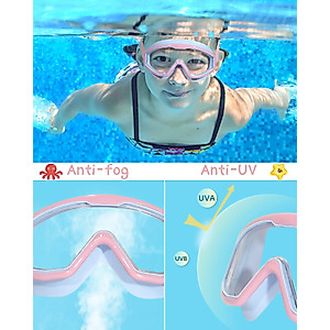 Water Space 2 Pack Swim Goggles Swimming Goggles for Kids Youth Girls Boys Aged 3-6 4-7 6-14 8-12, Toddler Goggles Anti-fog Waterproof Clear Anti-fog Wide Vision, Pool Underwater Goggles No-Leaking