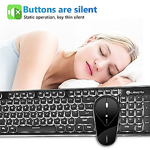 Wireless Gaming Keyboard and Mouse Combo White LED Backlit Ultra-Thin Rechargeable Keyboard and Soundless Mouse with Ergonomic Waterproof Dustproof Lage Mouse Pad for PS4,Xbox One,Desktop,PC
