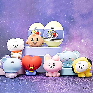 Hamee LINE Friends BT21 (Baby) [Surprise Capsule Series] Cute Water Filled Squishy Toy [1 Pc. (Mystery - Blind Capsule)] + 1 x Slow-Rising Glazed Cake Squishy Toy [Jumbo Size]