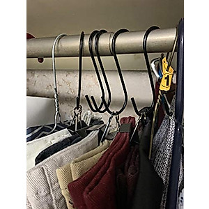 11 Pack Heavy Duty S Hooks Black Steel S Shaped Hooks for Hanging Pans Pots Plants Bags Towels Kitchen Hooks Hanger, Large 3.5 inch