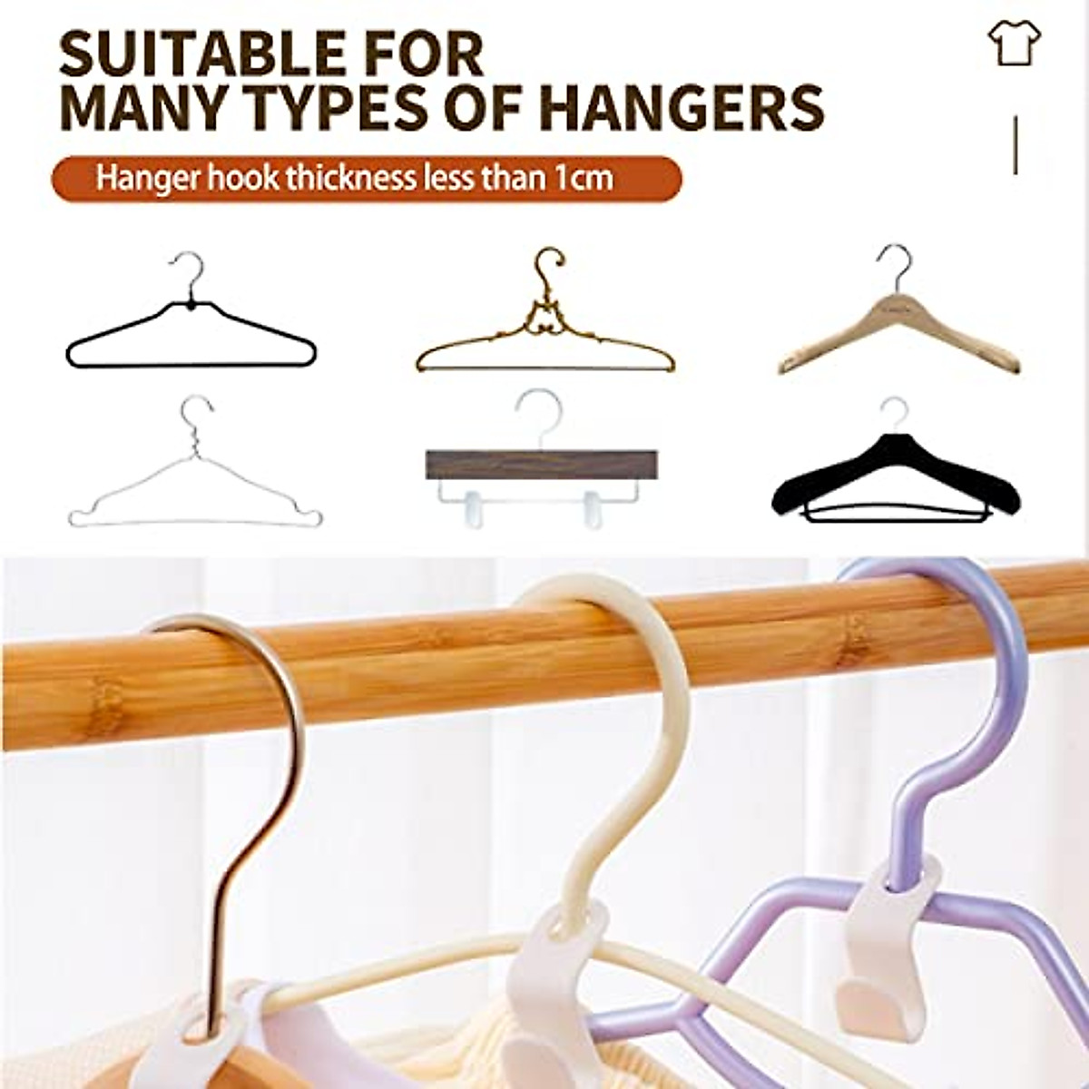 Clothes Hanger Connector Hooks 100 Pcs Space Saving Hooks for Hangers, Plastic Magic Hanger Hooks for Organizer Closet, Closet Space Organizer