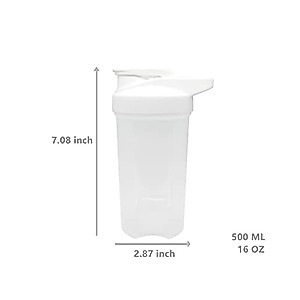 YAYAYOUNG Shaker Bottle Protein Shakes Cup and 16-Ounce/500ML Shaker Bottle with Whisk Balls, Protein Shaker Bottle Set, Free of BPA plastic (Bule+White(2PCS))