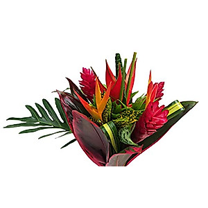 BloomsyBox - Tropical Bouquet Treasure with Bright Heliconias, Pink Ginger and Tropical Greenery (Fresh Cut Flowers)
