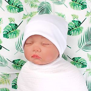 PESAAT Newborn Boy Beanie 0-6 Months Cotton Baby Girls Hats Mittens Autumn Winter Newborn Hospital Hat (6 Colors（Hat,Gloves,Socks）)