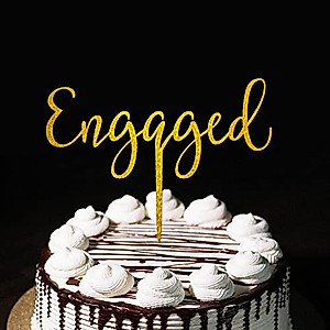 Engaged Custom Engagement Wedding Caketopper Bride To Be Wedding Party Supplies For Couples Bridal Shower Gifts Gold