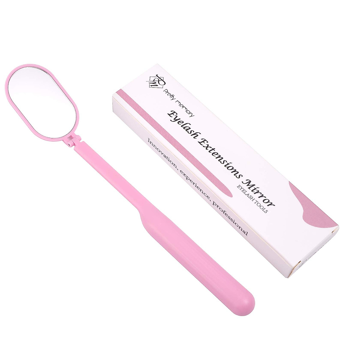Pretty memory Lash Mirror, 270 Degree Free Rotation Lash Extension Supplies, Lightweight Makeup Mirror for Eyelash Extensions Supplies (Pink)