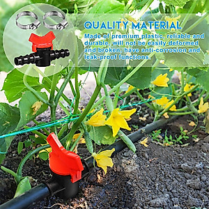 Irrigation Fitting Kit 9 Pieces Drip Irrigation Switch Valve Gate Valves Irrigation Barbed Connectors with Shut-Off Valve and 18 Stainless Steel Clamps and Roll Tape for 1/2 Inch Irrigation Tubing