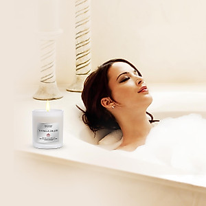 Highly Scented Candle Sweet Vanilla Scent | Clean Burn UP to 80 Hours Organic Soy Wax in Big White Glass Jar 10 oz | Hand-Poured in The USA | Gift for Women, Men