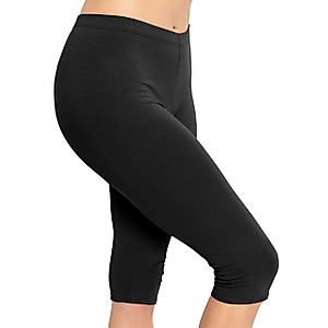 STRETCH IS COMFORT Women's Knee Length Leggings Black X-Large