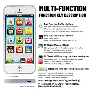 IQ Toys YPhone Toy Play Cell Phone USB Recharable