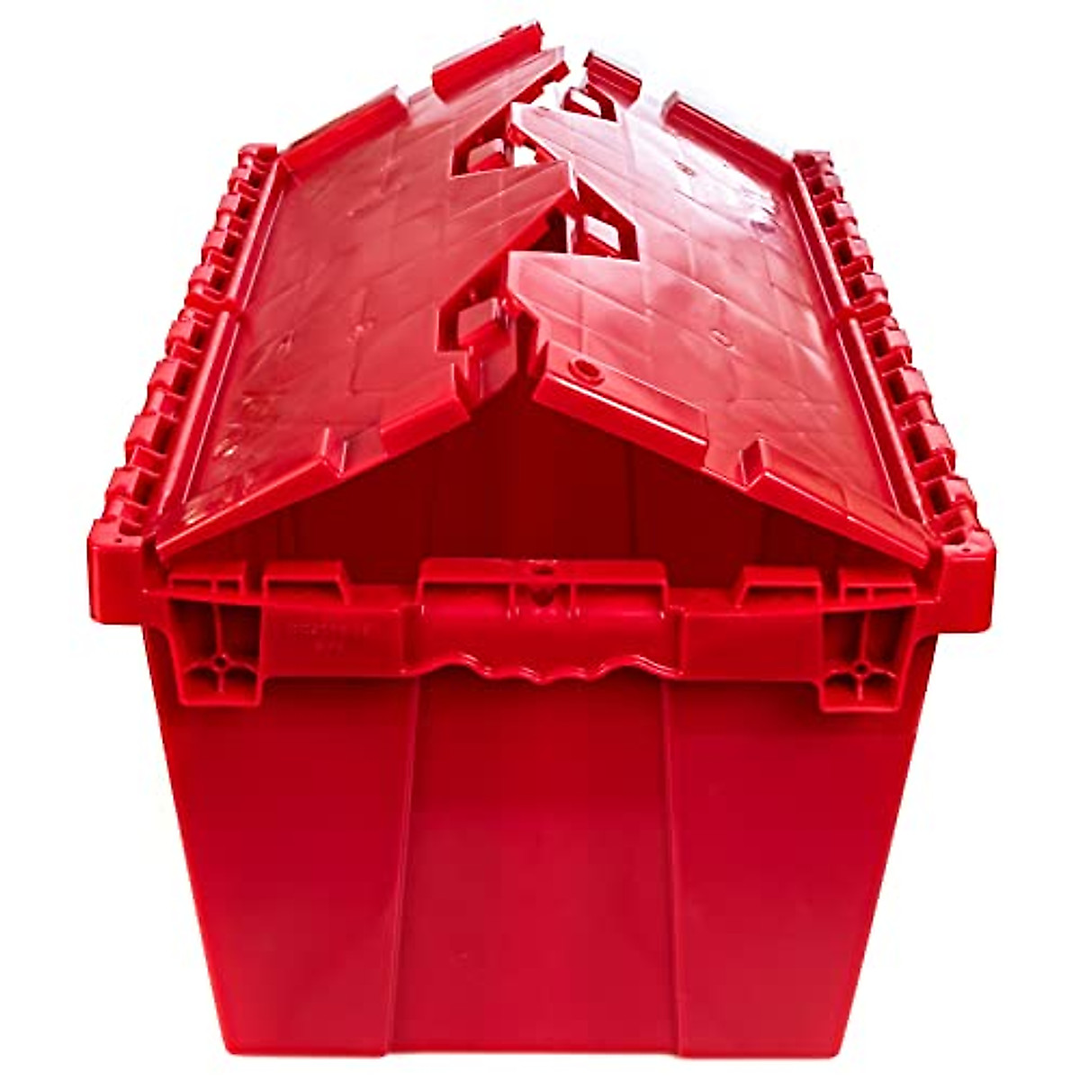 12 Gallon Heavy-Duty Flip Tote Storage Container (PACK OF 6) - Red, Commercial Flip Top Tote, Industrial Plastic Storage Tote - 21 in. L x 15 in. W x 12in. H, Padlock & Metal Hinged Flip Cover