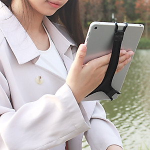 TFY Security Hand Strap Holder Finger Grip for Tablet - Compatible with Fire 7 Inch/Fire HD 8 / iPad Mini/Galaxy Tab S 8.4 / Galaxy Tab 2/3 / 4 / Galaxy Tab 7.7 (Black)