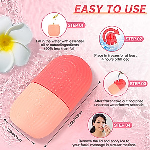 Ice Roller for Face and Eye, Upgrated Ice Face Roller Puffiness Relief Ice Roller Skin Care Tools, Ice Facial Cube,Self Care Gift for Men Women, Silicone Ice Mold for Face Beauty (Red)