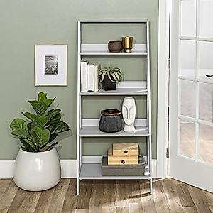 Walker Edison Sophia Modern 4 Shelf Ladder Bookcase , 55 Inch, Grey