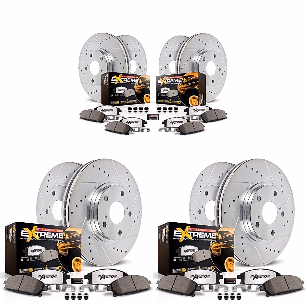 Power Stop K6547-36 Front and Rear Z36 Truck & Tow Brake Kit, Carbon Fiber Ceramic Brake Pads and Drilled/Slotted Brake Rotors