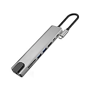ANDROSET 8 in1 USB C to Type C USB 3.0 Hub 4K HDMI Ethernet Micro SD/TF Card Adapter Dock