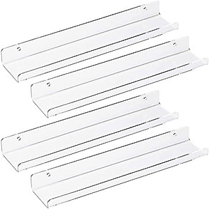 Hudson Hi-Fi LP Vinyl Record Wall Display Shelf - Display Your Favorite LP Records in Style (4 Pack, Cleay Acrylic)