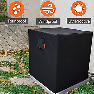 Cover Geny Winter Air Conditioner Cover for Outside Units,Outdoor AC Cover, Heavy Duty Ac Condenser Cover, Windproof Waterproof Central A/C Cover, Swamp Cooler Cover Square Black 36x36x39