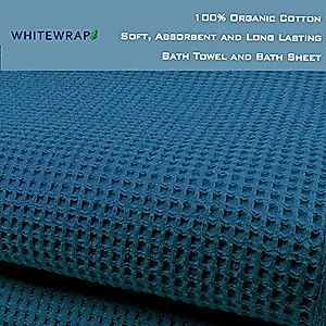 WHITEWRAP Waffle Towels | Premium Cotton Bath Towel | Ultra Absorbent Soft Lint Free Quick Dry Lightweight Bath Sheet | Sea Port| 28x55 inch
