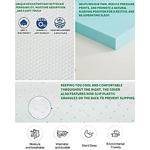 3 Inch Gel Infused Memory Foam Mattress Topper Queen Size, High Density Cooling Ventilated Design Memory Foam Bed Toppers-Ultra Plush Mattress Toppers