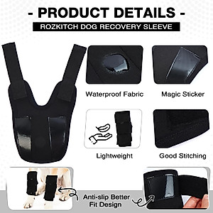 ROZKITCH Dog Leg Protector for Rear Hock Joint or Front Leg Brace, 1 Pair of Dog Leg Compression Wrap Sleeve for Anti Licking Carpal Support Ankle Support Protect Injury Sprain Torn ACL CCL Black L