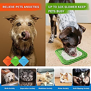 TDZWIN Licking Mat for Dogs, Dog Licking Mat Slow Feeder Dog Bowls, 3 Pcs Dog Peanut Butter Lick Pad with Suction Cups for Anxiety Relief Perfect for, Treats, Yogurt with Free Scraper&Brush BPA Free