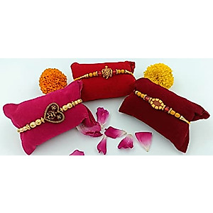Rakhi for brother | Bracelet set of 2,3 and 4 Unique Design| Made of Brass with idol symbolic design and antique designer rakhi/bracelet | Best Gift for brother, Sister and family member. (Style 2)