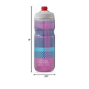 Polar Bottle Breakaway Insulated Bike Water Bottle - BPA Free, Cycling & Sports Squeeze Bottle (Tartan - Bubble Gum Pink/Navy, 20 Oz)
