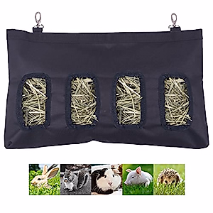 TSLIVE Rabbit Hay Feeder Bag, Guinea Pig Hay Feeder Storage, Rabbit Hay Bag, Guinea Pig Hay Feeder,18in X11 in Small Animal Feeder Bag,600D Oxford Cloth Fabric (Black)